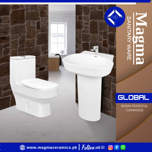 GLOBAL BASIN PEDESTAL COMMODE – Magma Ceramics